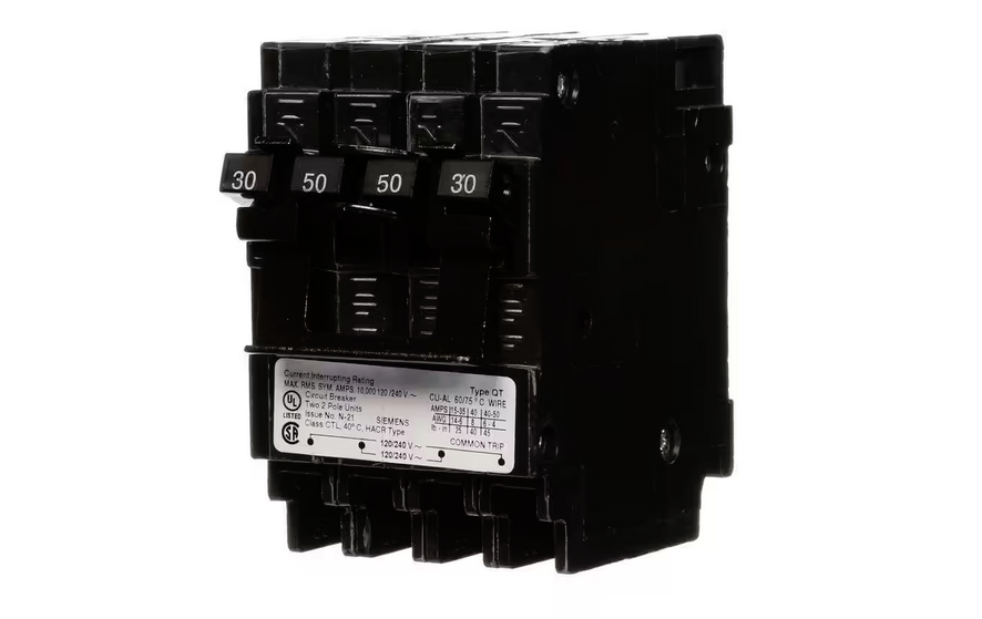 Quadplex One Outer 50 Amp Double-Pole and One Inner 30 Amp Double-Pole ...