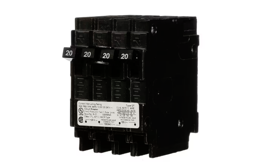 Triplex Two Outer 20 Amp Single-Pole and One Inner 20 Amp Double-Pole ...
