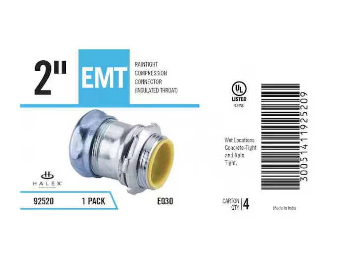 2 in. Electrical Metallic Tube (EMT) Steel Rain Tight Compression Conn ...