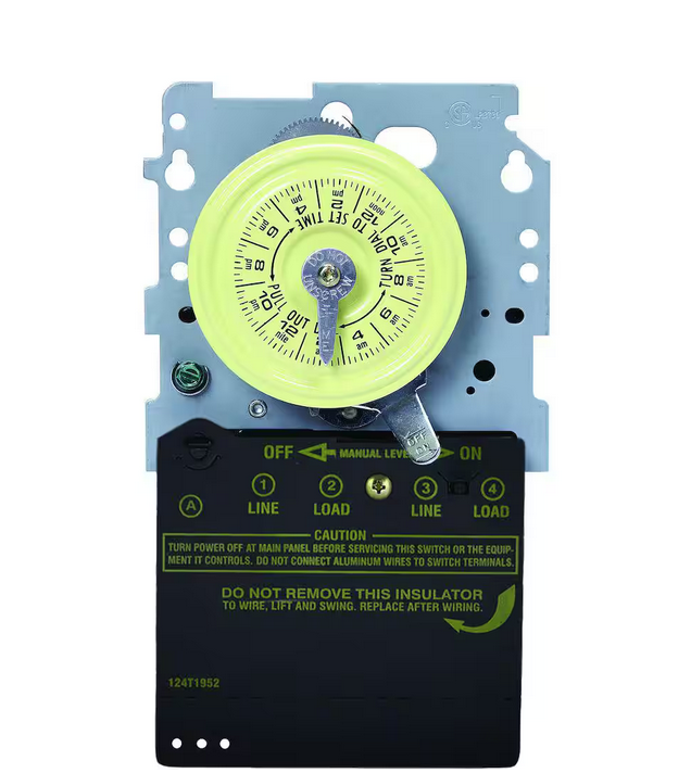 T100 Series 40 Amp 208-277V DPST 24 Hour Mechanical Time Switch Mechan ...
